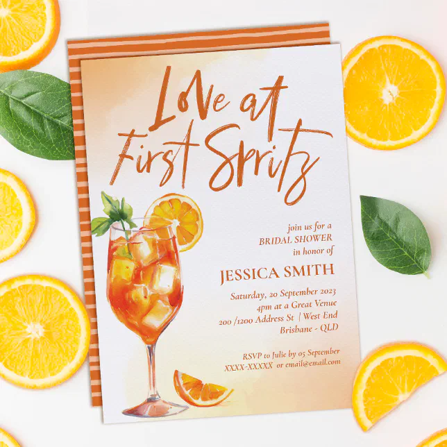 Love At First Spritz Bridal Shower Invitation | Zazzle