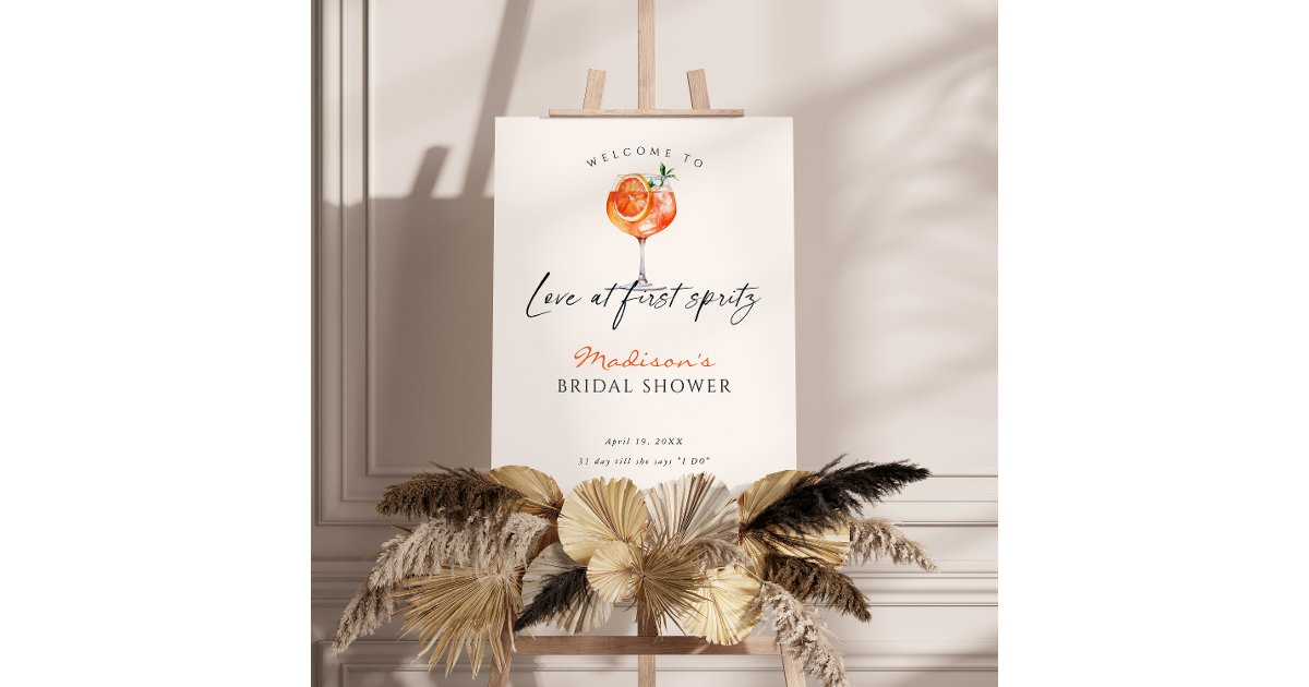 Love At First Spritz Bridal Shower Welcome Foam Board | Zazzle