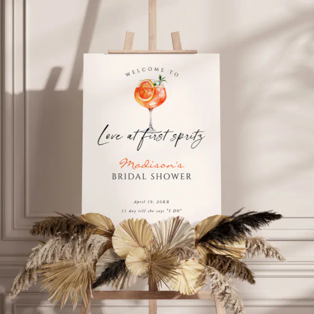 Love At First Spritz Bridal Shower Welcome Foam Board | Zazzle