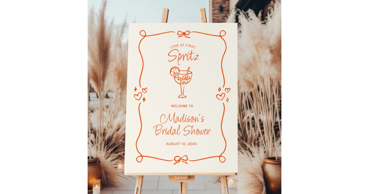 Love At First Spritz Hand Drawn Bridal Shower Foam Board | Zazzle