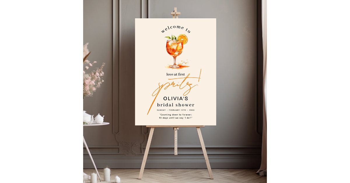 Love at First Spritz Orange Bridal Shower Foam Board | Zazzle
