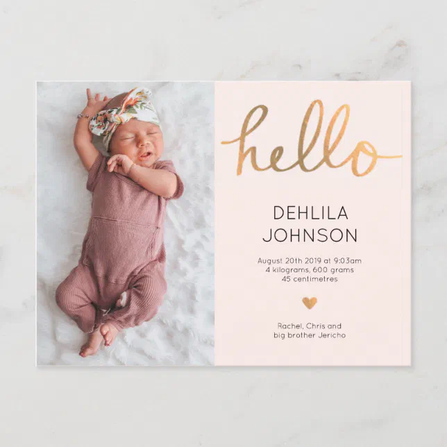 Love baby Girl Birth Announcement Postcard | Zazzle