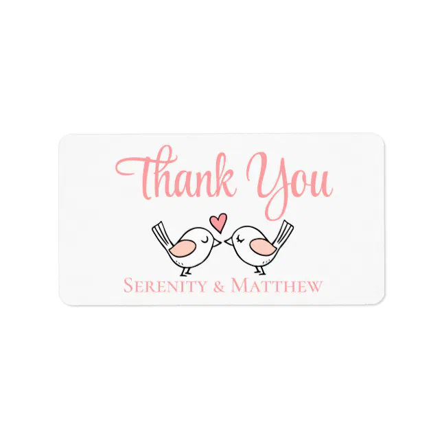 Love Birds Pink Lovebird Wedding Thank You Sticker Zazzle
