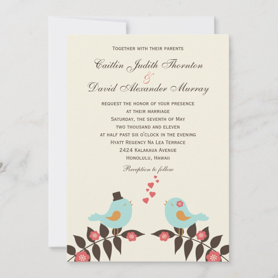 Love Birds Wedding Invitation | Zazzle