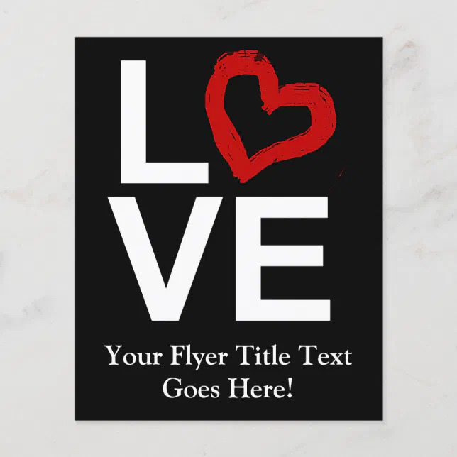LOVE, Black and White with Red Sketched Heart Flyer | Zazzle
