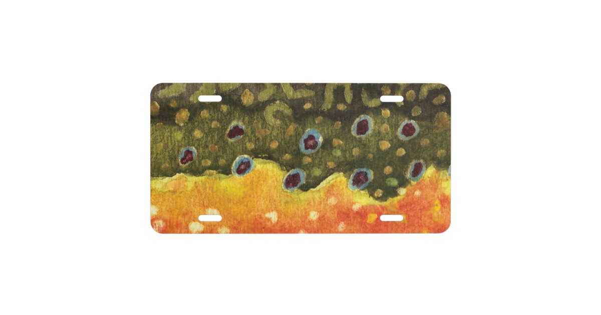 Love Brook Trout Fishing License Plate | Zazzle