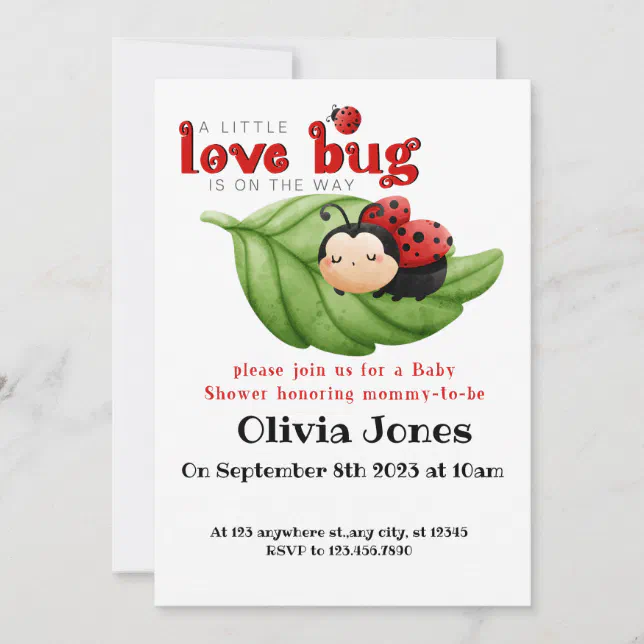 Love Bug Baby Shower Invitation | Zazzle