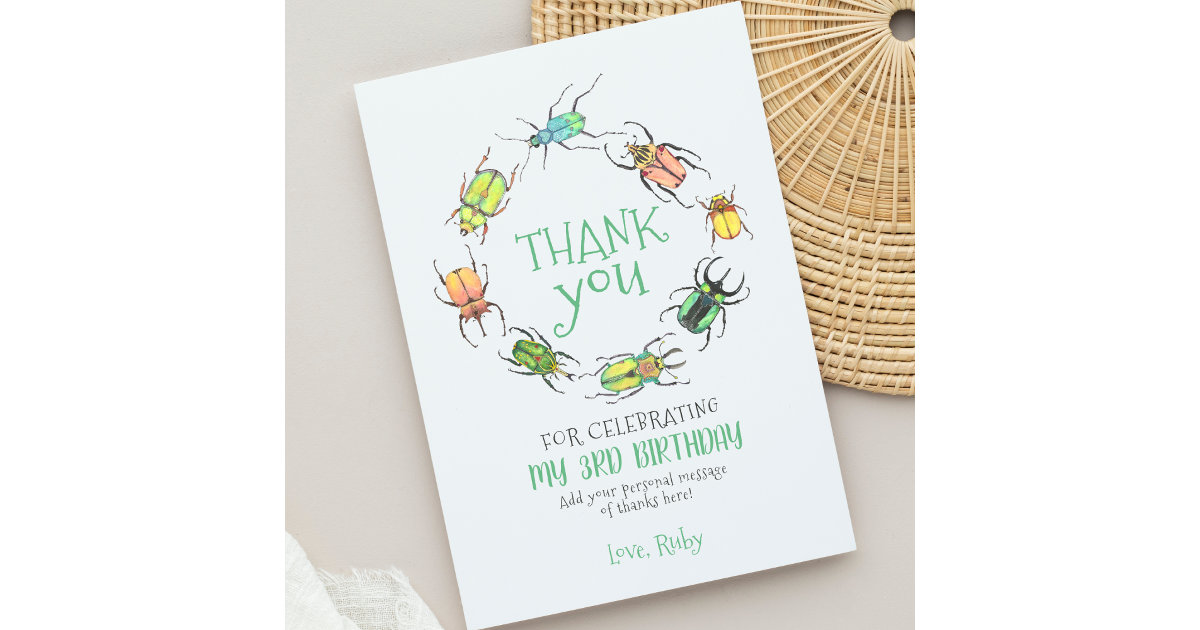 Love Bugs Beetles Thank You Card | Zazzle