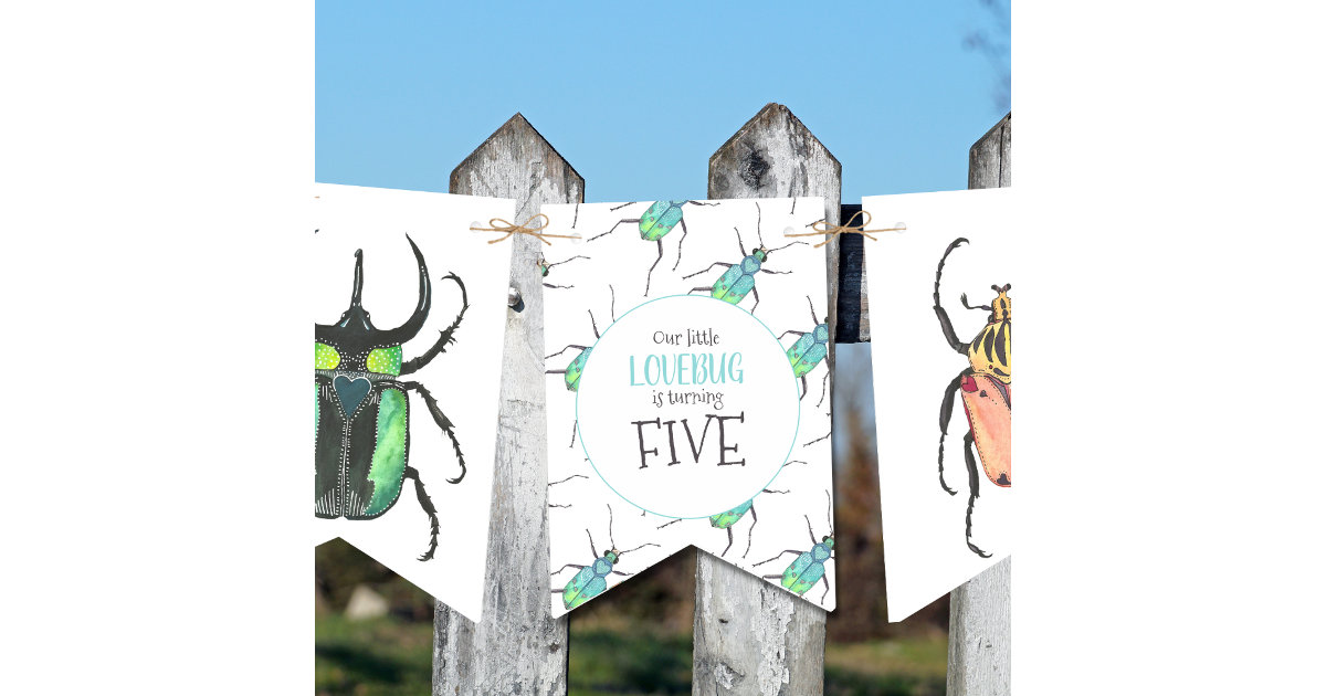 Love Bugs Birthday Party Bunting Flags | Zazzle