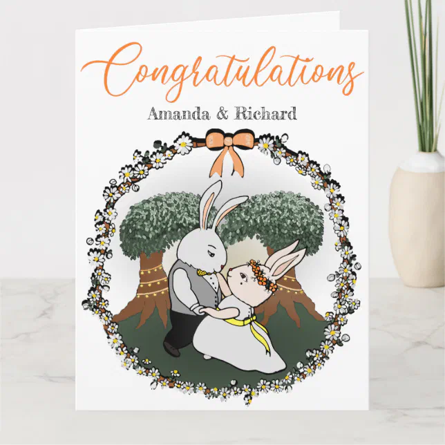 Love Bunnies Personalized Wedding Congratulations Card | Zazzle