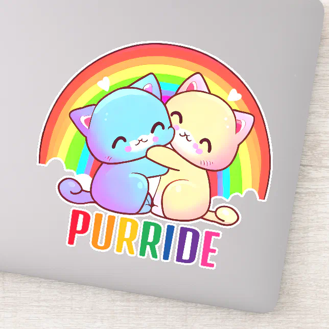 Love Cats Rainbow Purride Sticker | Zazzle