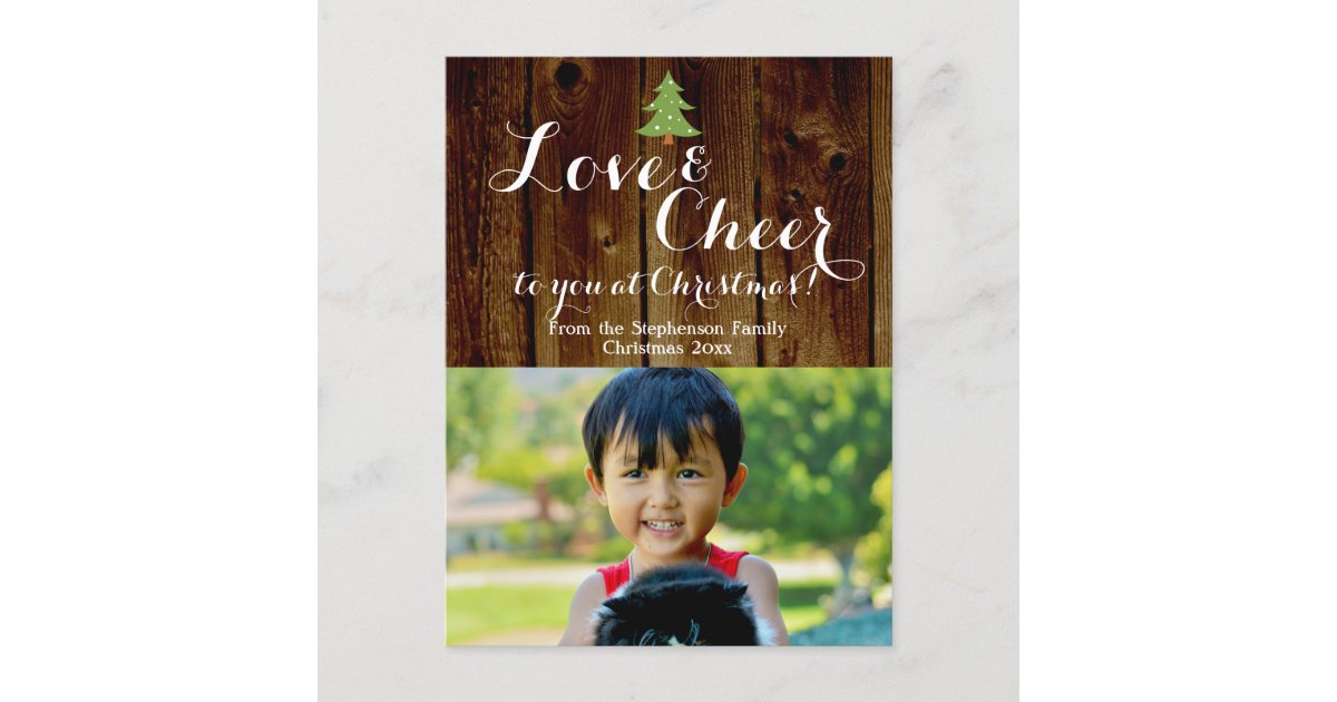 Love/Cheer Christmas Holiday Photo Postcard | Zazzle