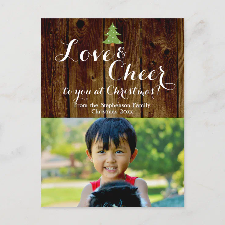 Love/Cheer Christmas Holiday Photo Postcard | Zazzle