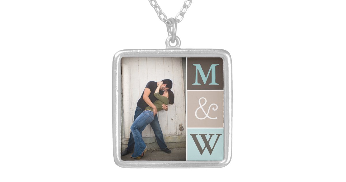 Love Couple Photo & Initials Monogram Necklace | Zazzle