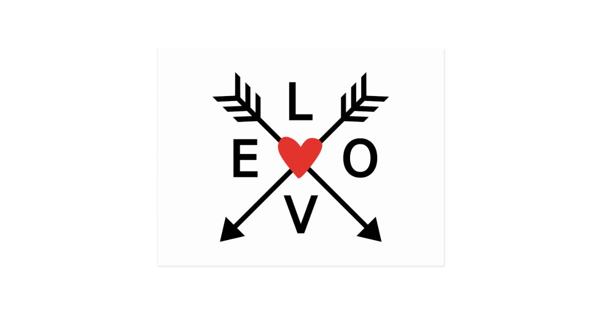 Love,crossed arrows with red heart postcard | Zazzle.com
