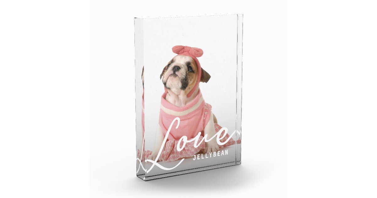 LOVE Cute Custom Dog Photo Block | Zazzle