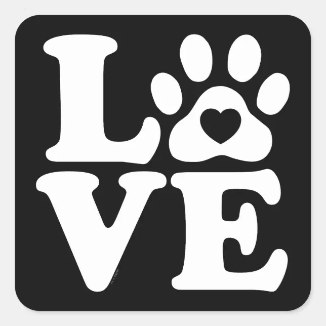 Love Dogs Paw Print Square Sticker | Zazzle