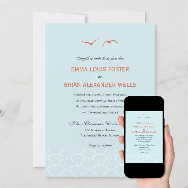 Love Doves Wedding Invitations - Sky Blue | Zazzle