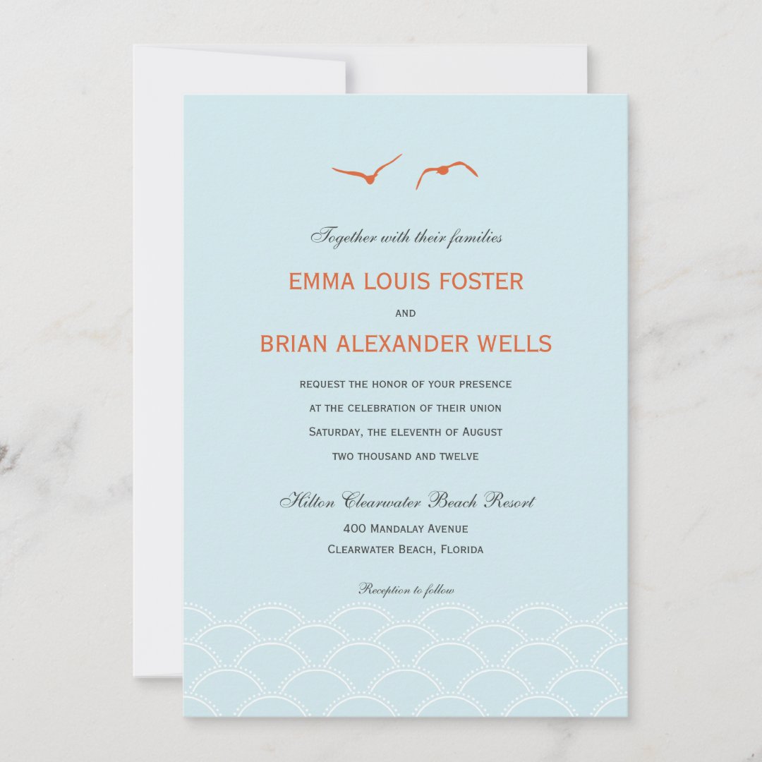 Love Doves Wedding Invitations - Sky Blue | Zazzle