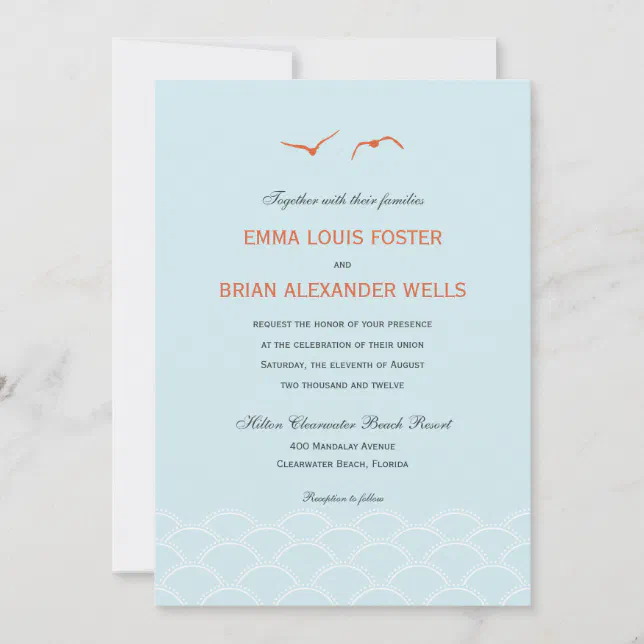 Love Doves Wedding Invitations - Sky Blue | Zazzle