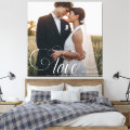 LOVE Elegant Calligraphy Couple Wedding Photo Canvas Print | Zazzle