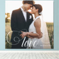 LOVE Elegant Calligraphy Couple Wedding Photo Canvas Print | Zazzle