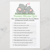 Love Elephants Nursery Rhyme Quiz baby shower game | Zazzle