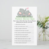 Love Elephants Nursery Rhyme Quiz baby shower game | Zazzle