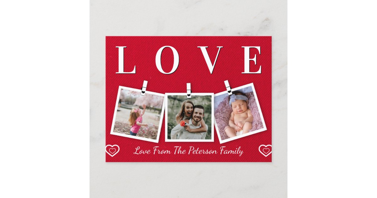 Love Family Photo Valentine's Postcard | Zazzle