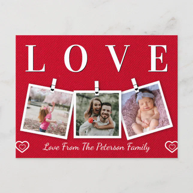 Love Family Photo Valentine's Postcard | Zazzle