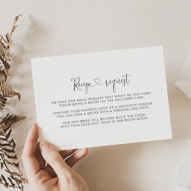 Love Fancy Script Wedding Recipe Request Enclosure Card | Zazzle