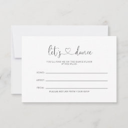 Love Fancy Script Wedding Song Request Card | Zazzle