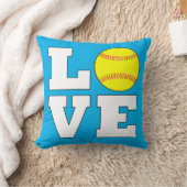 LOVE Fastpitch Softball Custom Softball Player Throw Pillow | Zazzle
