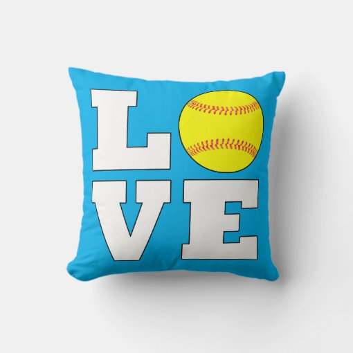 LOVE Fastpitch Softball Custom Softball Player Throw Pillow | Zazzle