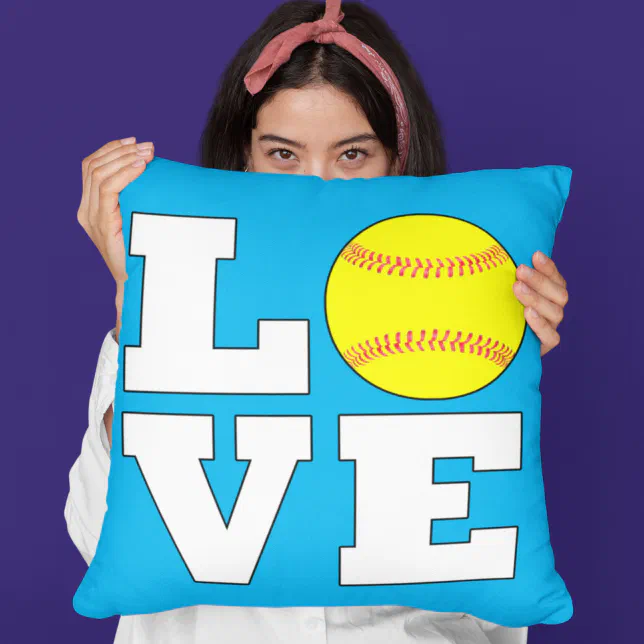LOVE Fastpitch Softball Custom Softball Player Throw Pillow | Zazzle