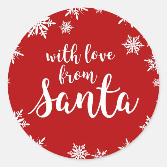 Love from Santa red Christmas gift sticker | Zazzle.com