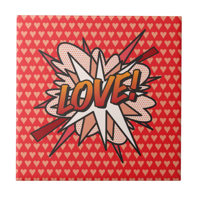 LOVE Fun Retro Comic Book Pop Art Tile | Zazzle
