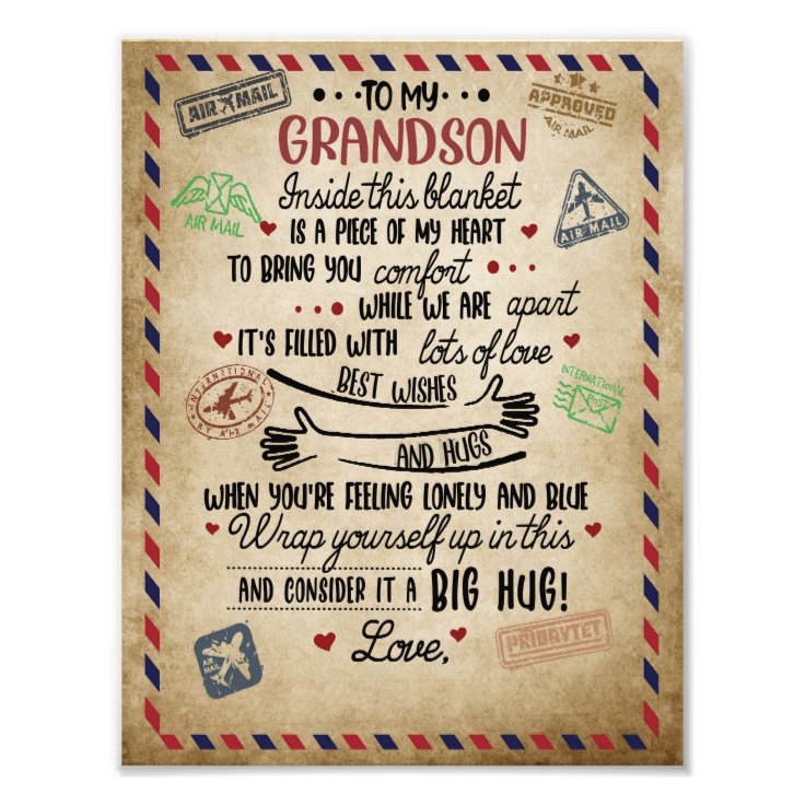 Love Grandson | Letter To My Grandson From Grandma Photo Print | Zazzle