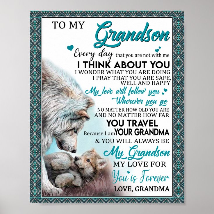 Love Grandson | Letter To My Grandson From Grandma Poster | Zazzle