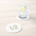 LOVE Graphic Text - Faux Gold Round Paper Coaster | Zazzle