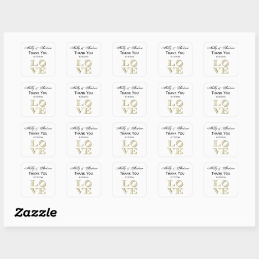 LOVE Graphic Text - Faux Gold Square Sticker | Zazzle