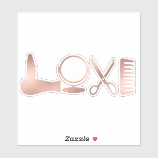 LOVE Hair Stylist Scissors Salon Hairdresser Sticker | Zazzle