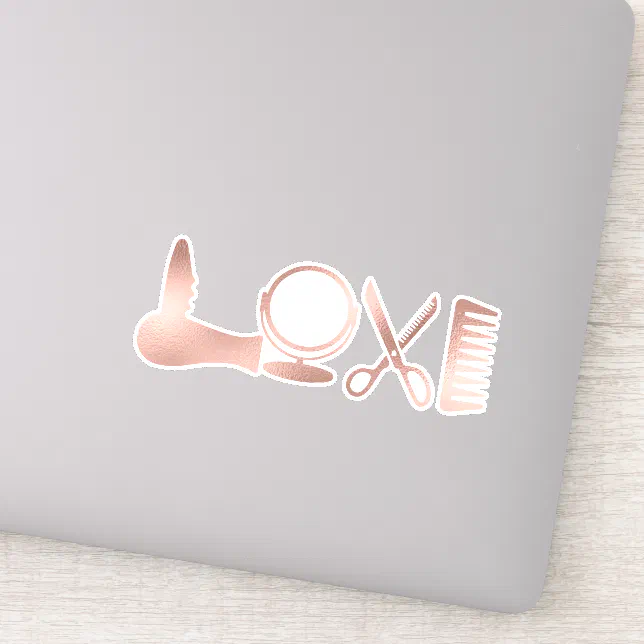 LOVE Hair Stylist Scissors Salon Hairdresser Sticker | Zazzle