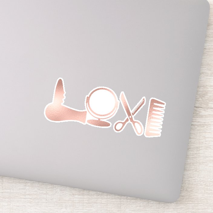 LOVE Hair Stylist Scissors Salon Hairdresser Sticker | Zazzle.com
