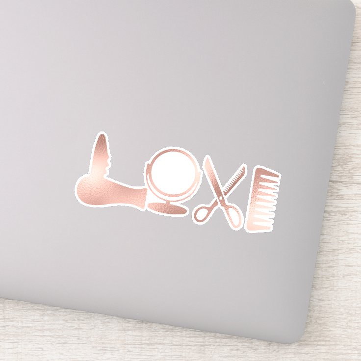LOVE Hair Stylist Scissors Salon Hairdresser Sticker | Zazzle