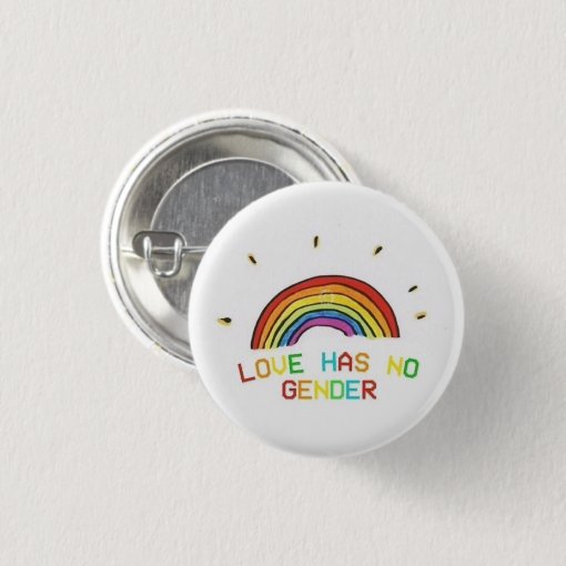 love has no gender lgbt gay pride flag feminist button | Zazzle