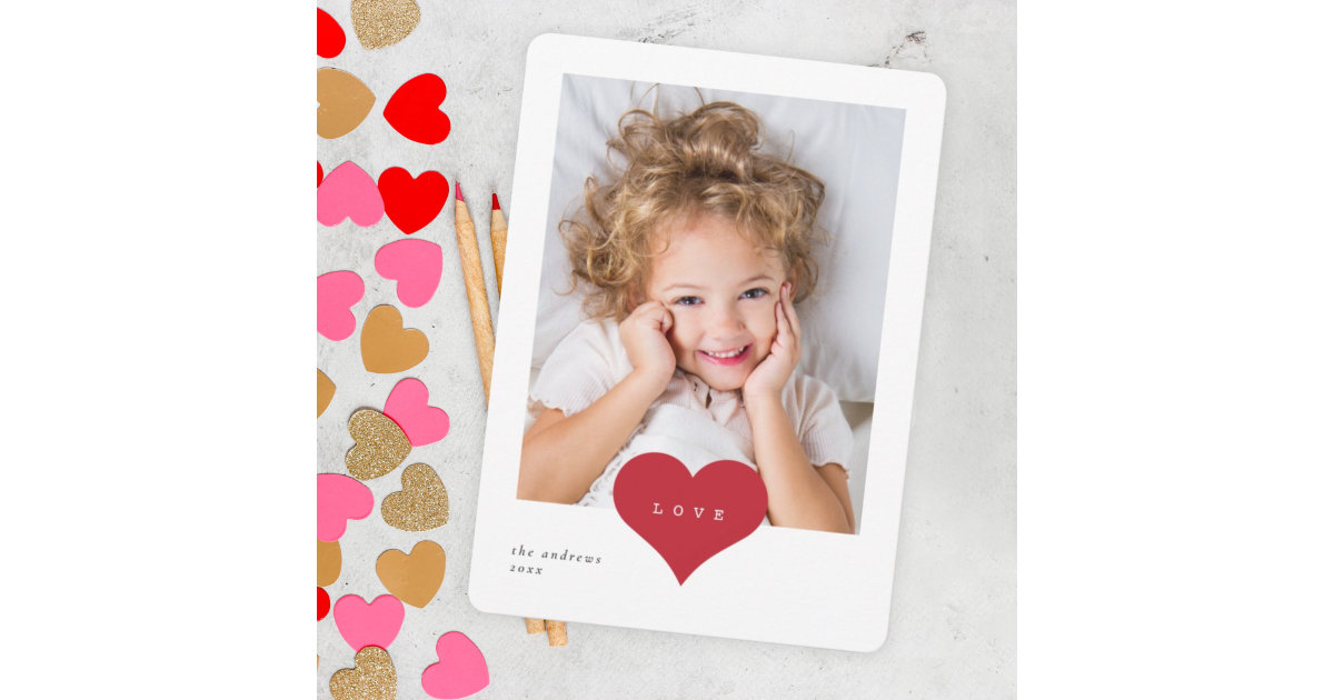 Love Heart Classroom Photo Valentines Day Card | Zazzle