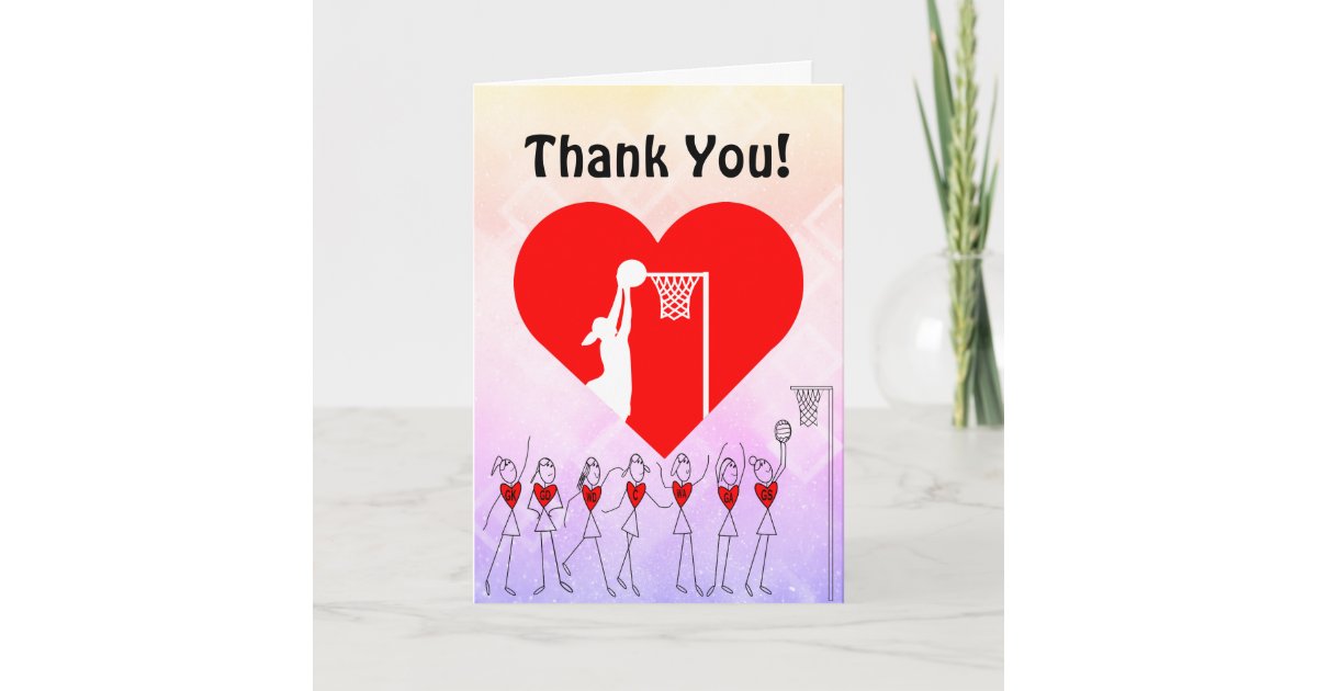 Love Heart Netball Thank You | Zazzle