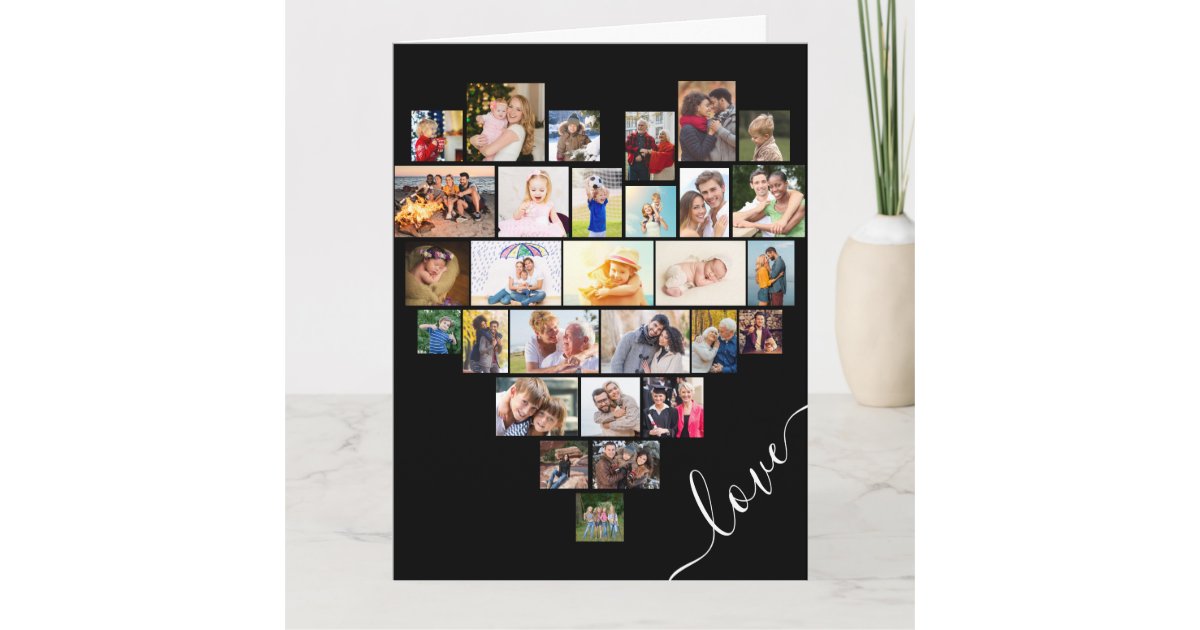 Love Heart Photo Collage Happy Anniversary Card | Zazzle