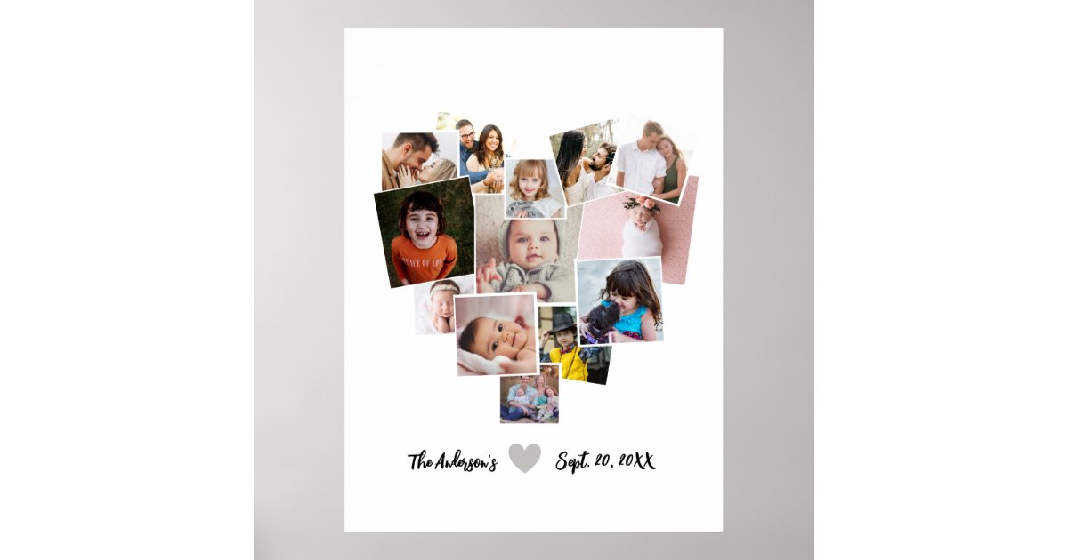 Love Heart Photo Collage Poster | Zazzle